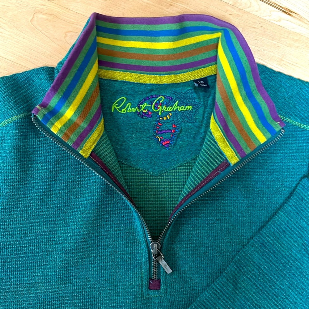 Robert Graham Green Thermal Waffle Long Sleeve 1/4 Zi… - Gem